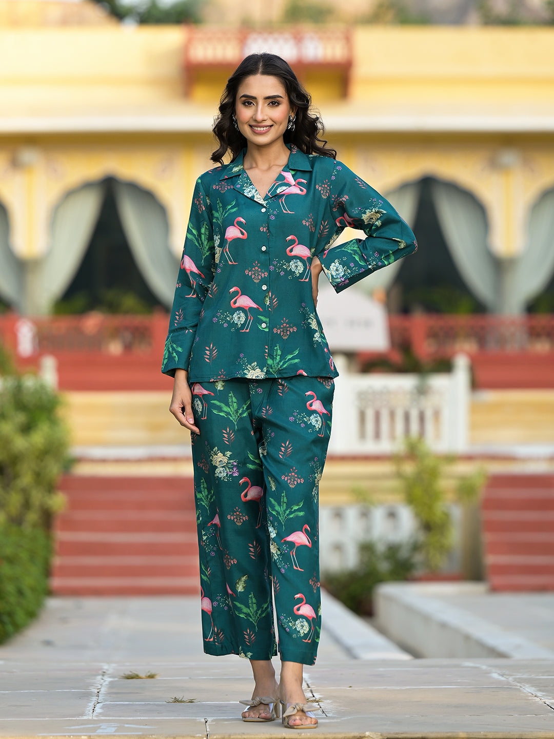 Buy Green Floral Printed Muslin Co-Ord Set Online @ WOMENSFASHIONFUN ...